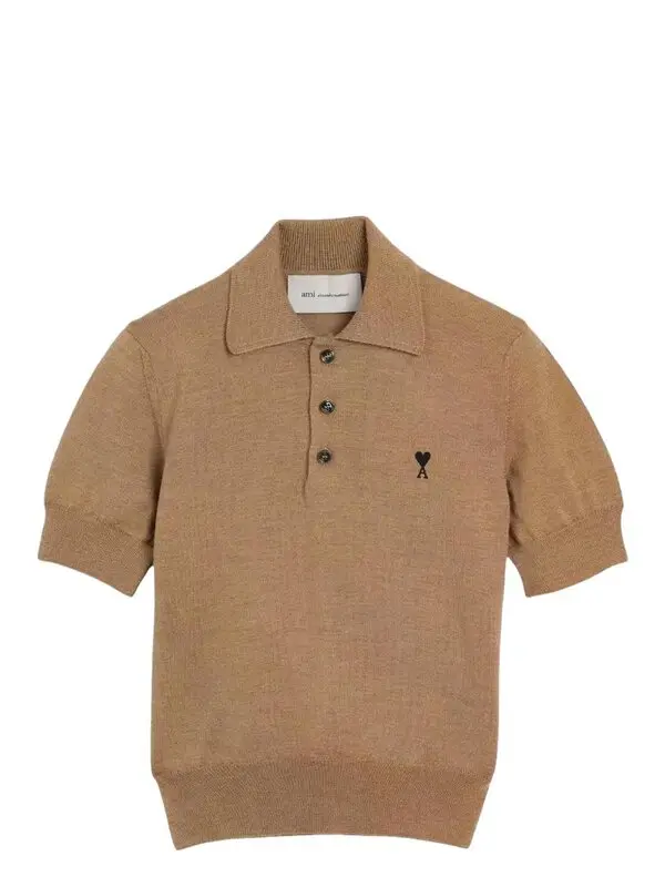 AMI Paris De Coeur Polo Shirt - Neutrals