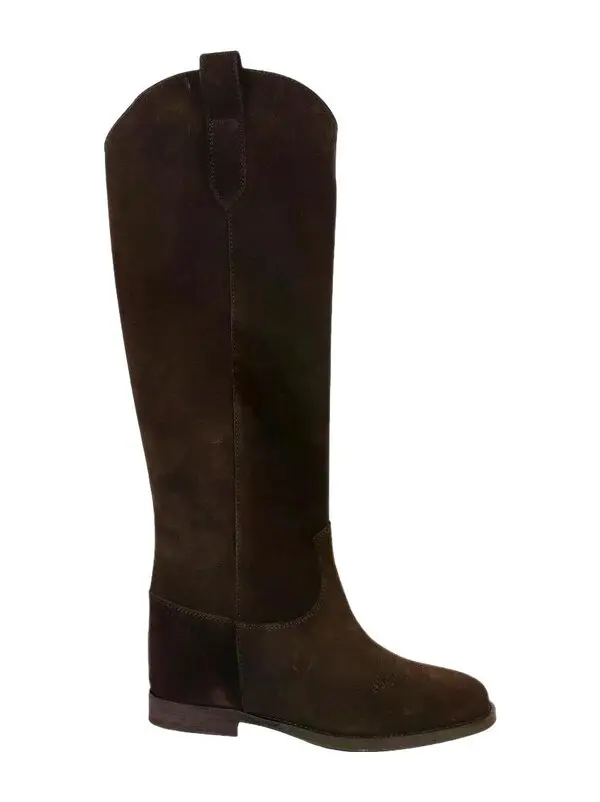 VIA ROMA 15 Suede Western Boots - Brown