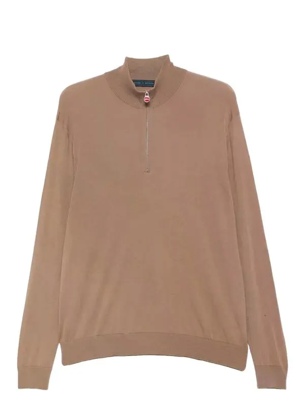 Kiton Quarter-zip Mock Neck Sweater - Brown