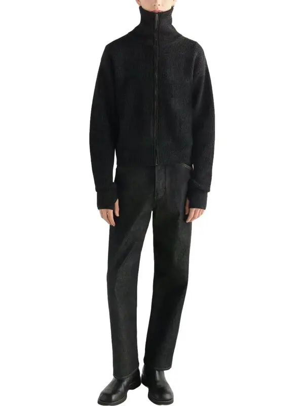 LEMAIRE Zipped Cardigan In Virgin Wool - Grey