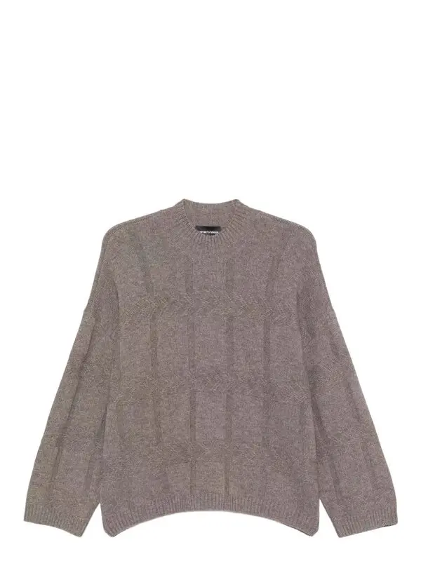 Emporio Armani Check Pattern Cable-knit Sweater - Grey