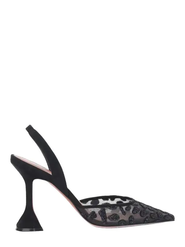 Amina Muaddi Holli Leopard-print Mesh Slingback Pumps - Black
