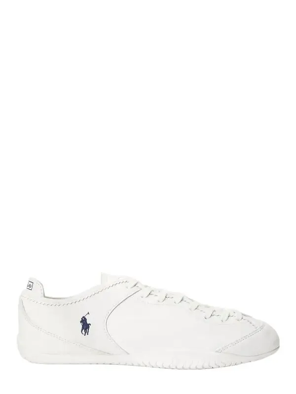 Polo Ralph Lauren Leather Logo Embroidered Sneakers - White