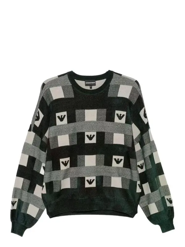 Emporio Armani Logo Intarsia Knit Sweater - Green