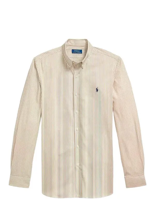 Polo Ralph Lauren Slim Fit Striped Stretch Poplin Shirt - Neutrals