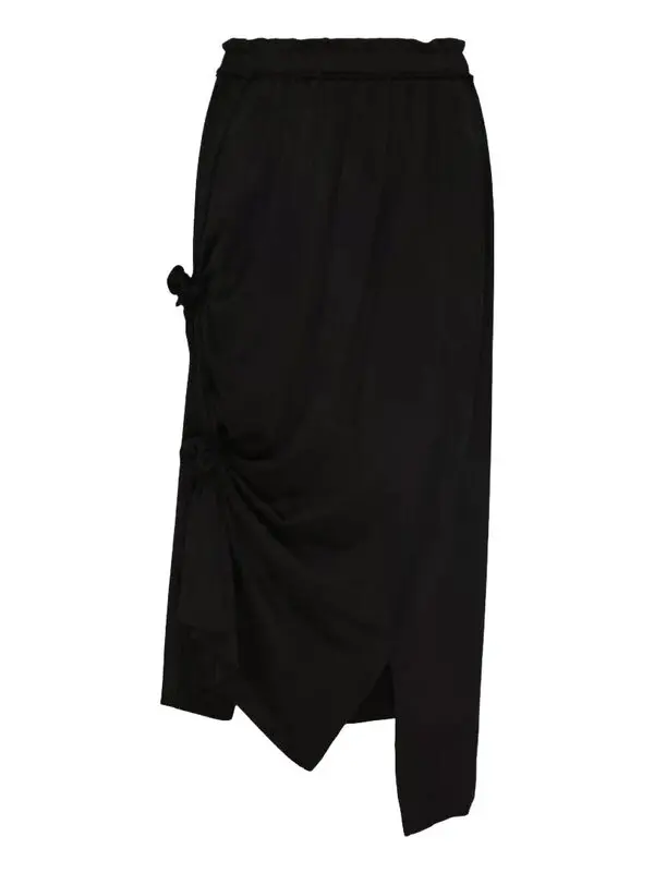 Y’s Asymmetric Gathered Midi Skirt - Black