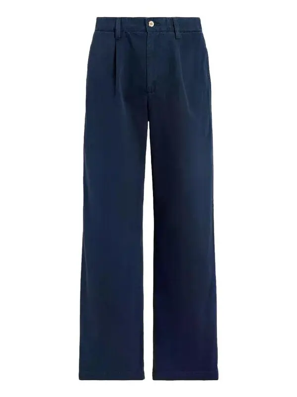Polo Ralph Lauren Pleated Cotton-blend Relaxed Trousers - Blue