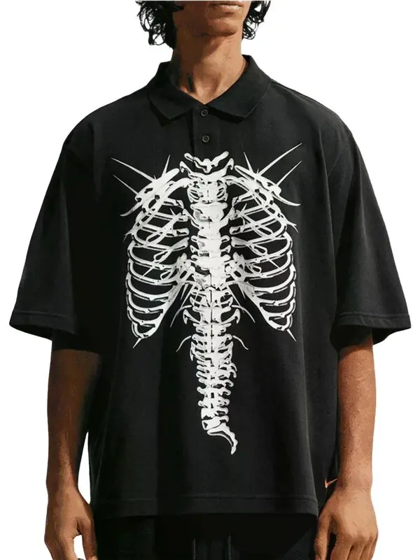 Nike Skeleton-print Polo Shirt - Black