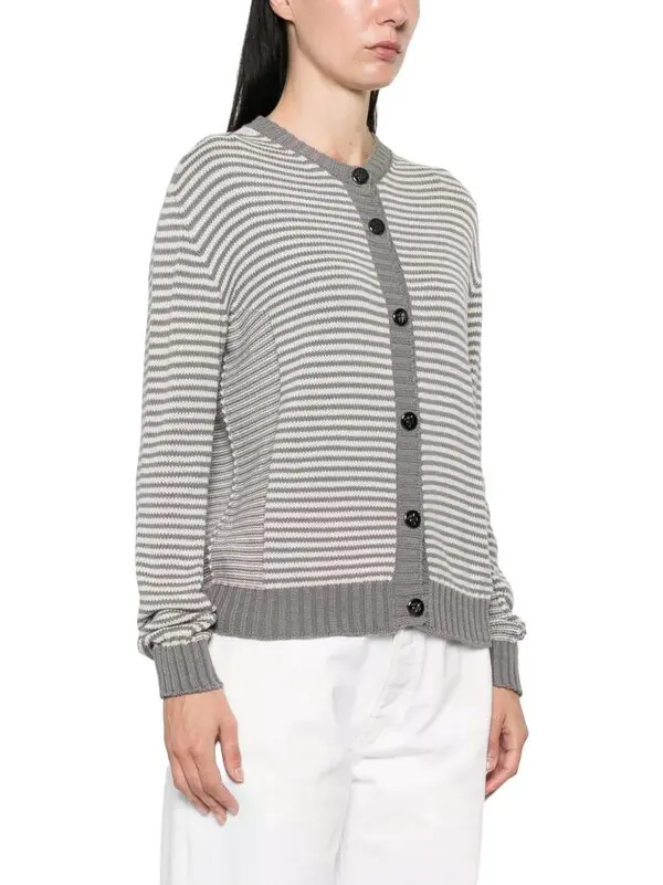 Emporio Armani Striped Button-up Cardigan - Grey