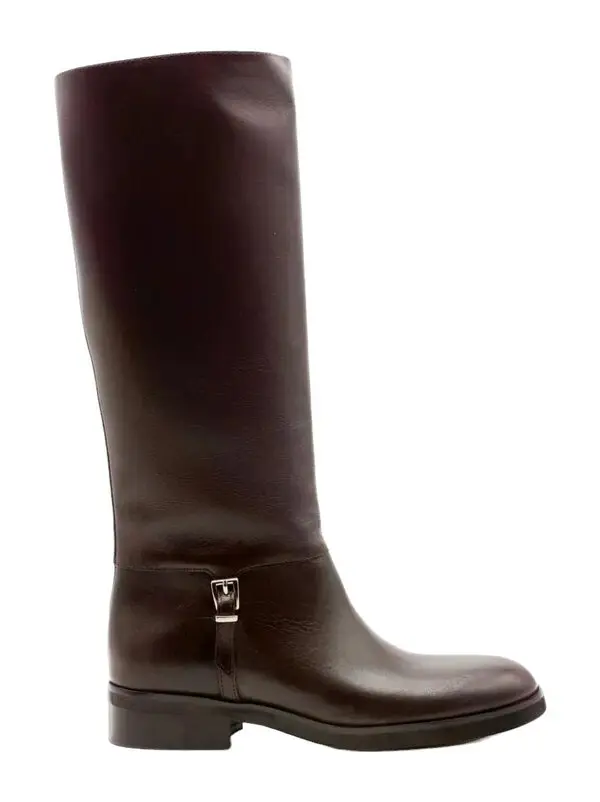 CHANTAL Buckle-strap Leather Boots - Brown
