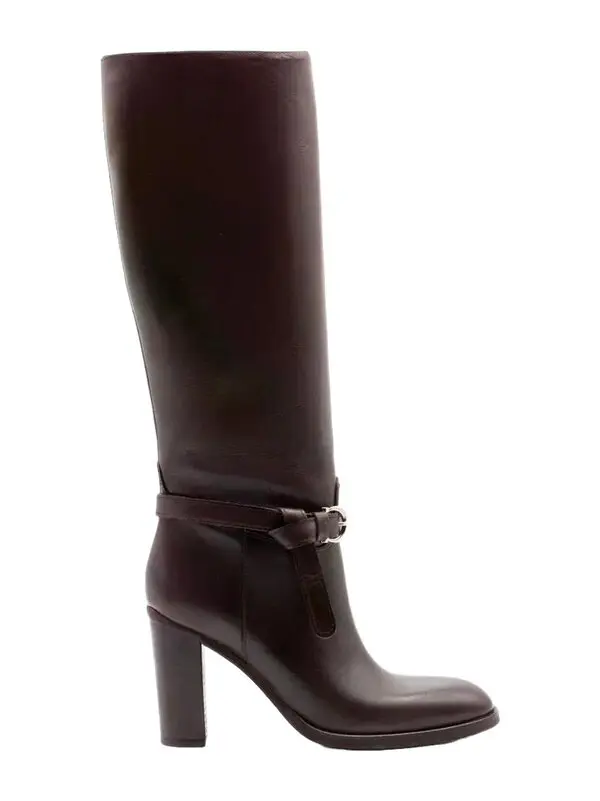CHANTAL Buckle-strap Knee-high Boots - Brown