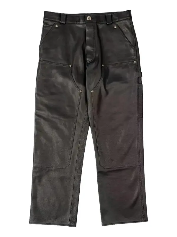 Chrome Hearts Leather Double-knee Straight-leg Trousers - Black