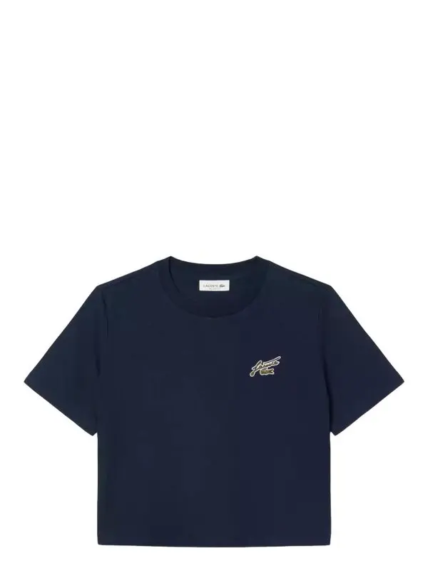 Lacoste Logo-patch Cropped T-shirt - Blue