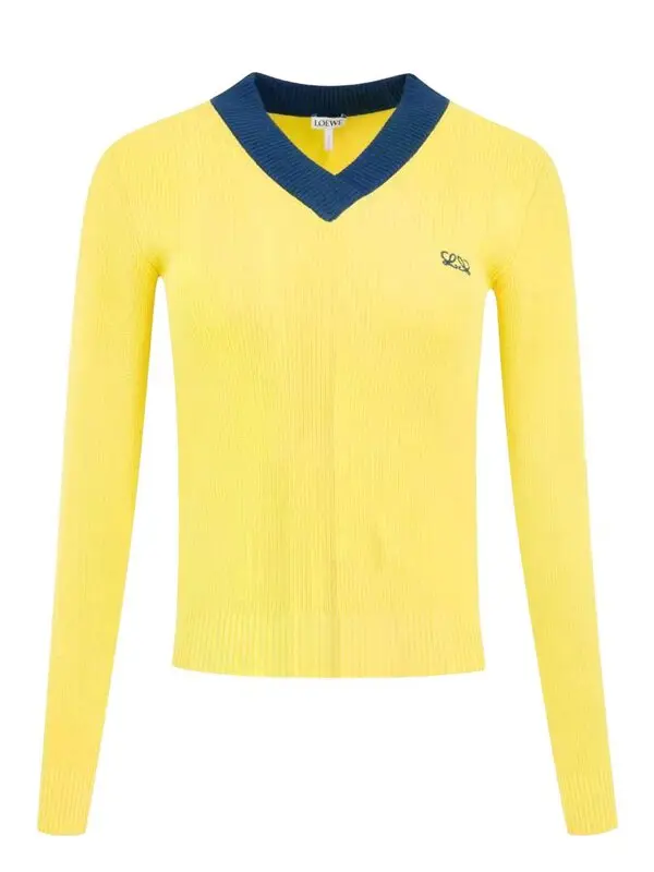 Loewe Logo-embroidered Ribbed-knit Sweater - Yellow