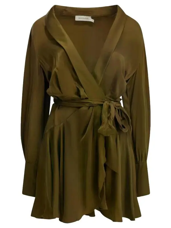 Zimmermann Silk Wrap-style Mini Dress - Brown
