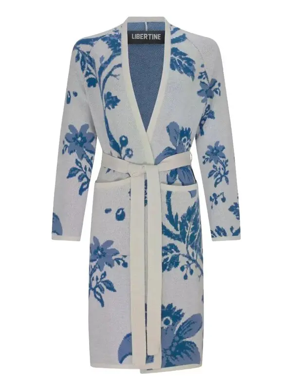 Libertine Floral-intarsia Belted Coat - Neutrals