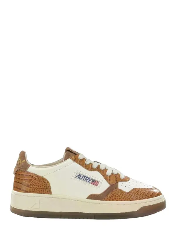 AUTRY Medalist Low Crocodile-embossed Leather Sneakers - Neutrals
