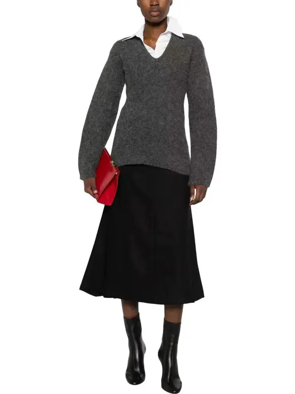THELATEST Eleonora V-neck Alpaca-wool Sweater - Grey