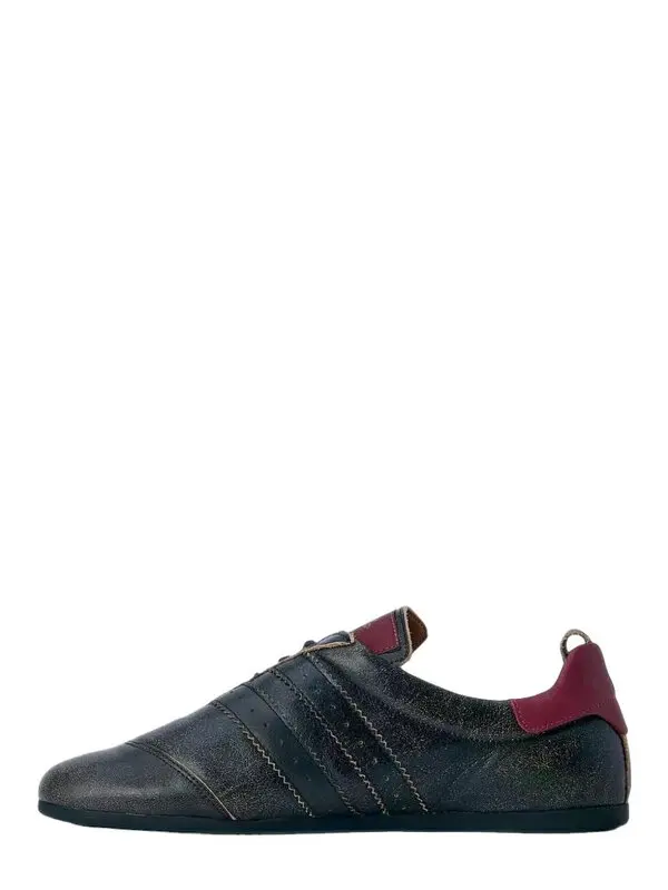 VIVIENNE WESTWOOD Distressed Leather Lace-up Sneakers - Black