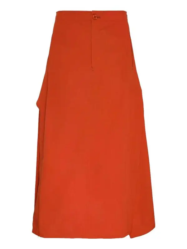 Y’s Panelled Flared Midi Skirt - Orange