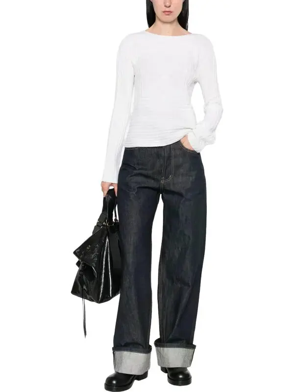 Emporio Armani Ribbed Geometric-knit Sweater - Blue