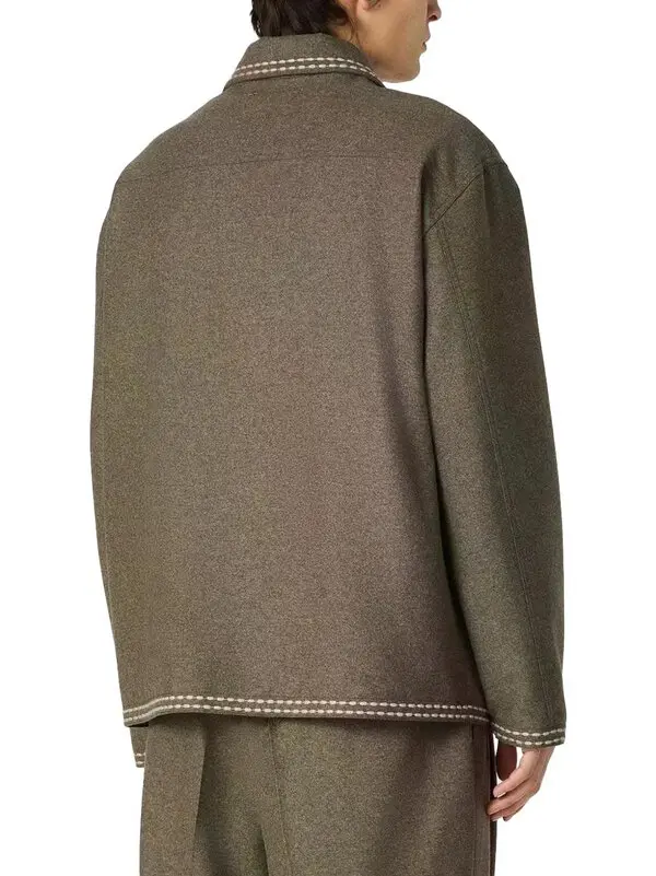 GOLDEN GOOSE Gary Contrast-stitch Wool Jacket - Green