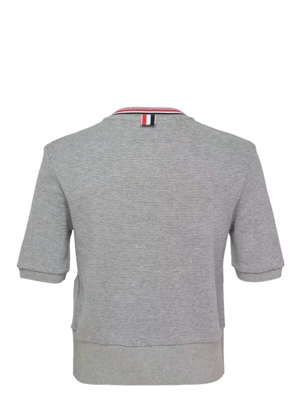 Thom Browne Cotton Waffle Short-sleeve Cardigan - Grey