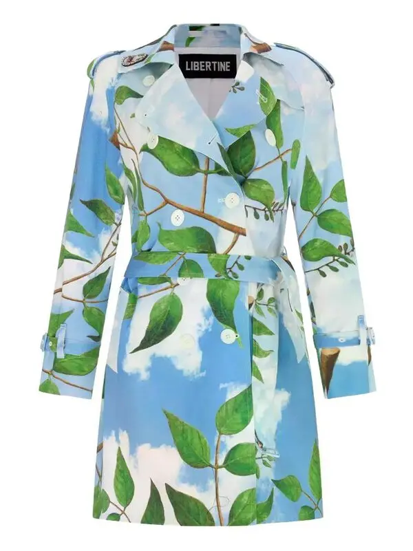 Libertine Magritte Floral-print Trench Coat - Blue
