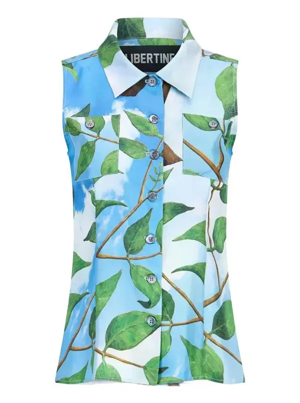 Libertine Sleeveless Silk Blouse - Blue