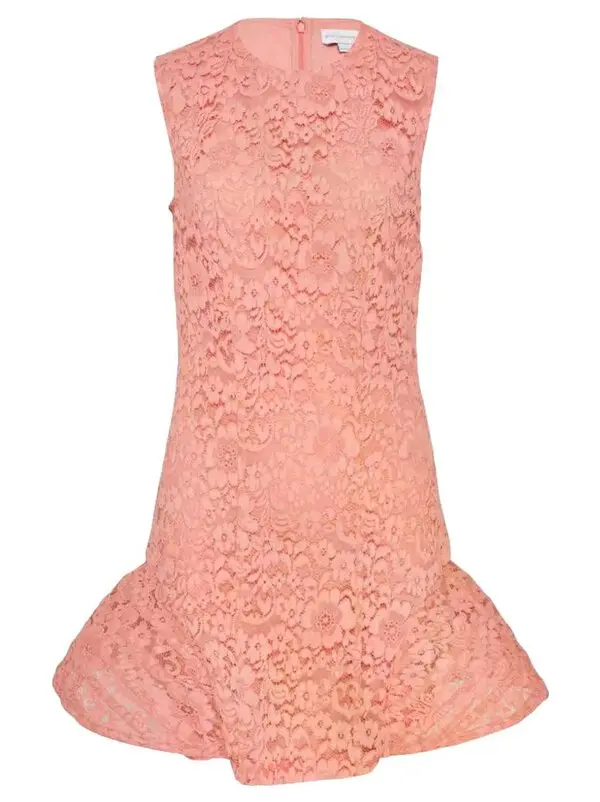 Stella McCartney Lace Embroidered Ruffled Mini Dress - Pink