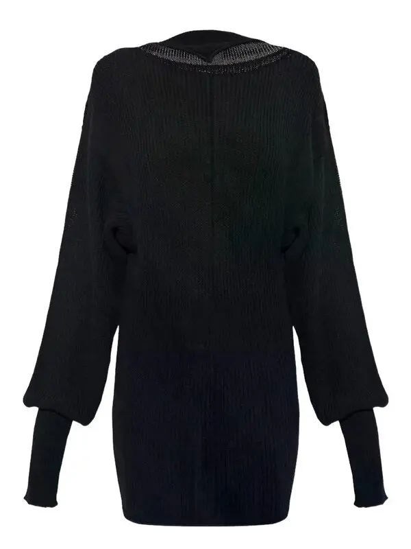 Rick Owens Ribbed Knit Long Sleeve Sweater - Black