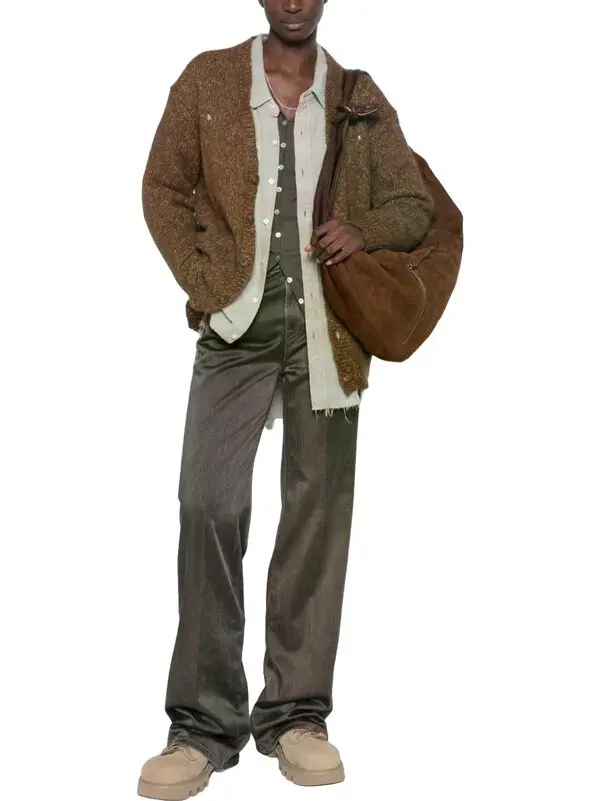 R13 Distressed Boyfriend Cardigan - Brown