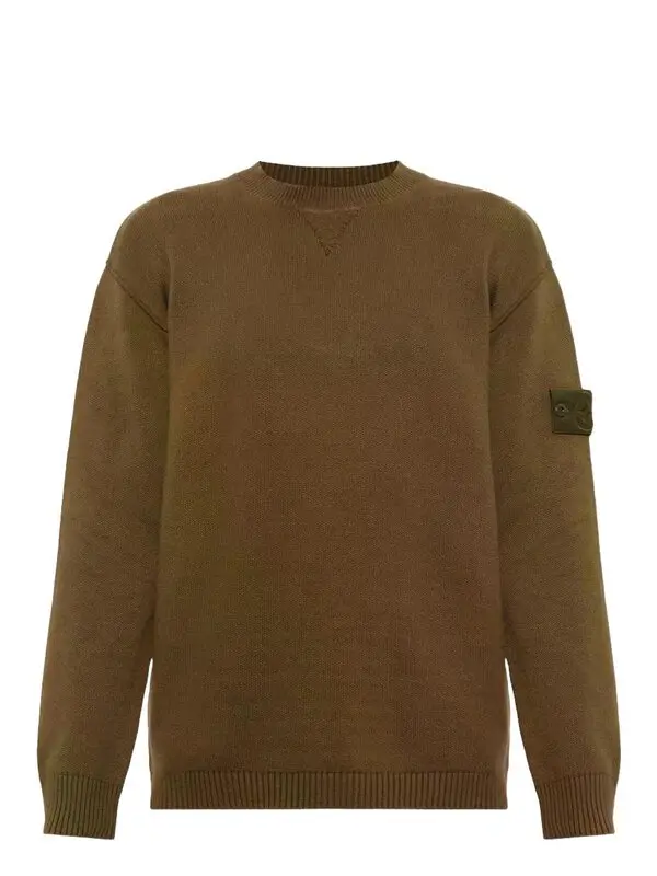Stone Island Logo Patch Crew Neck Sweater - Brown