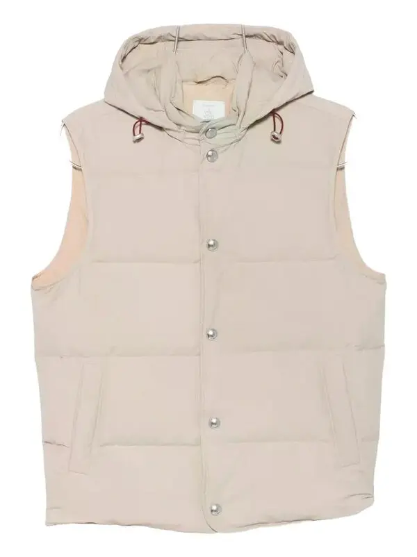 Eleventy Quilted Hooded Gilet - Neutrals