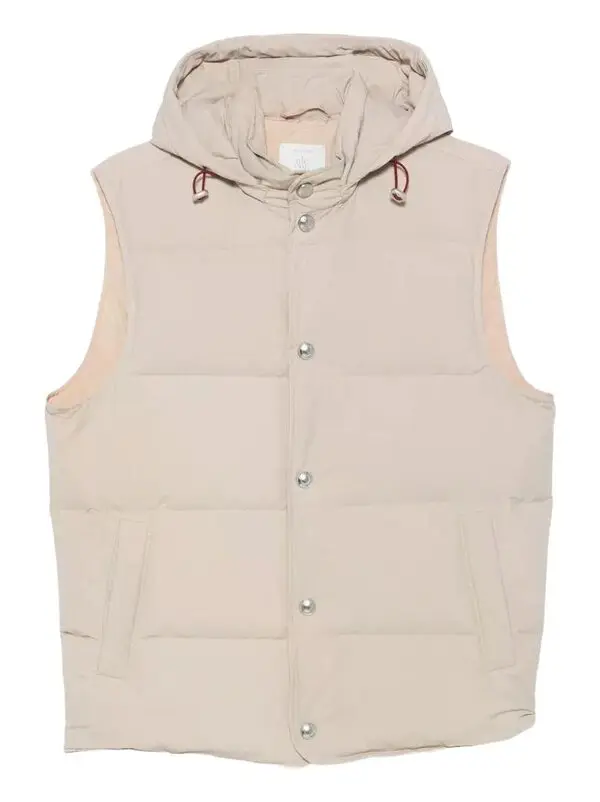 Eleventy Quilted Hooded Gilet - Neutrals