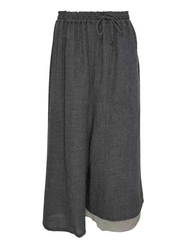 Y’s Drawstring Layered Wool Trousers - Grey