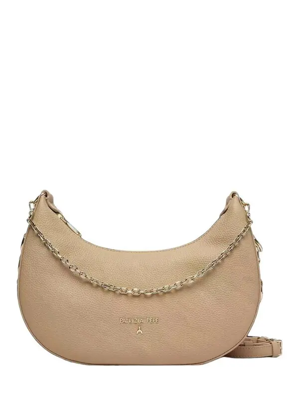 Patrizia Pepe Grained Leather Shoulder Bag - Neutrals