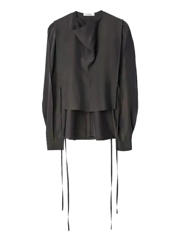 LEMAIRE Layered Blouse In Silk And Viscose Cloth - Brown