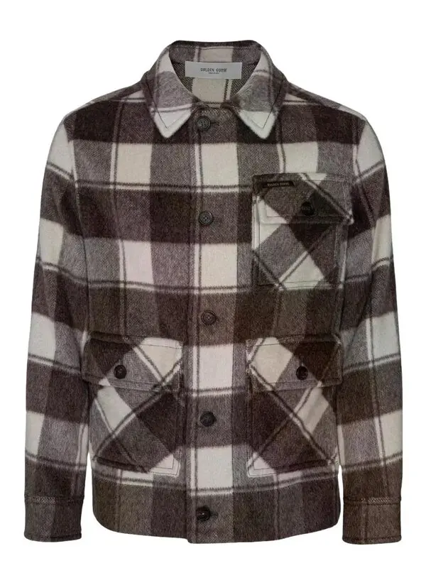 GOLDEN GOOSE Check-pattern Mohair-blend Jacket - Brown