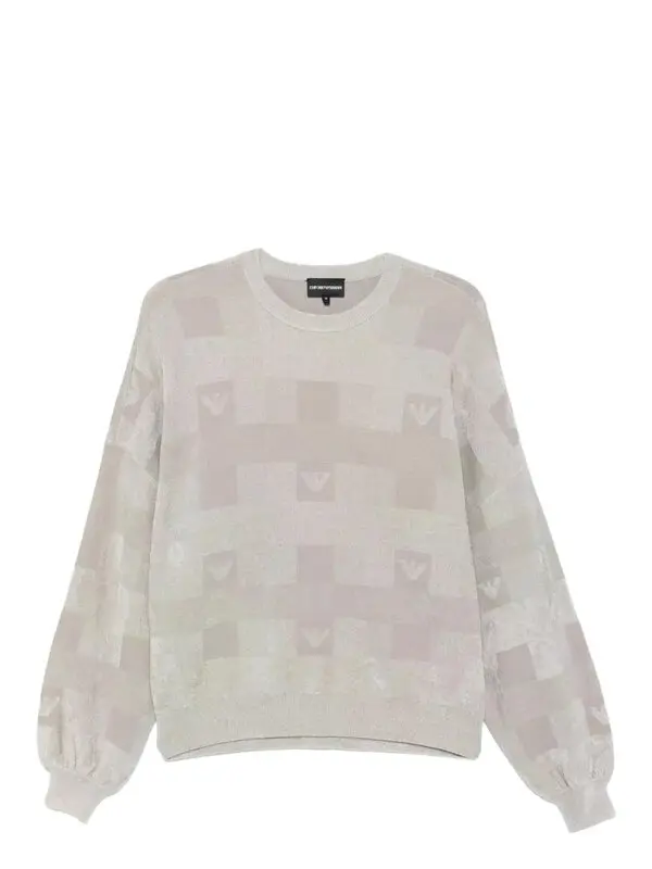 Emporio Armani Logo Patterned Jacquard Sweater - Neutrals