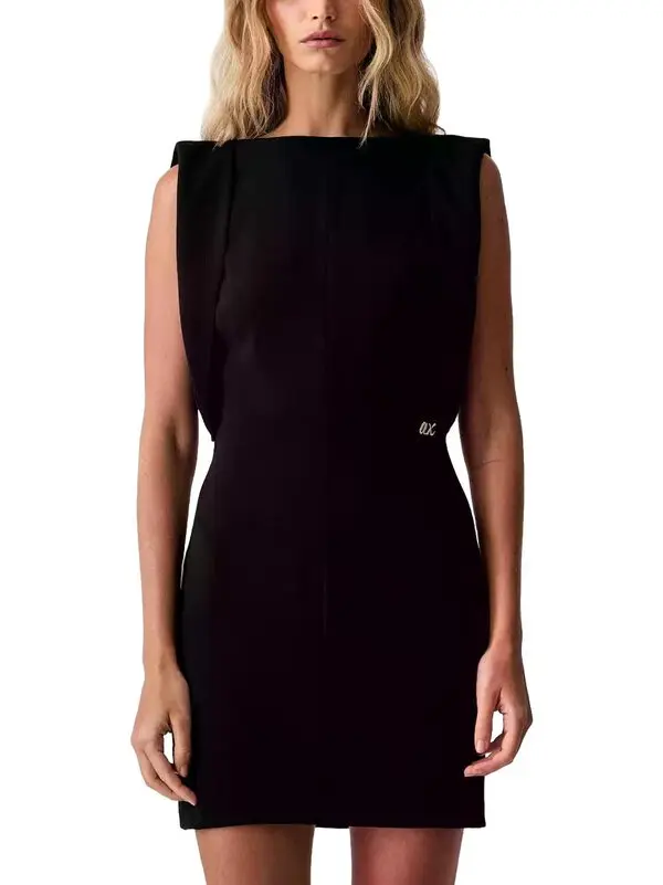 Armani Exchange Padded-shoulder Cowl-back Mini Dress - Black