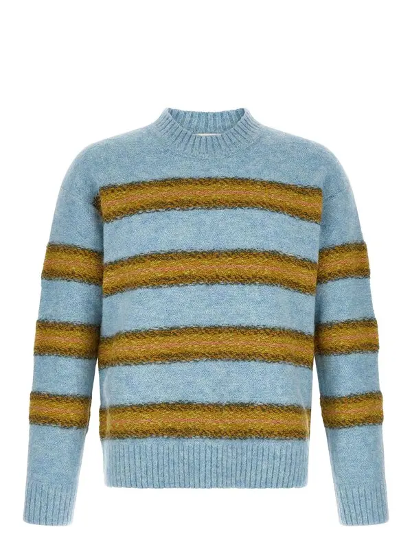 Dries Van Noten Master" Striped Alpaca Wool Blend Crewneck Sweater - Blue