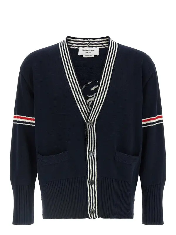 Thom Browne Navy Cotton Lobster Inlay Cardigan - Blue