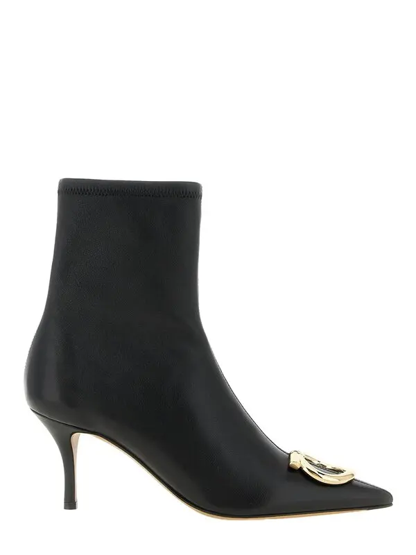 FERRAGAMO Mariu' Ankle Boots With Maxi Gancini Detail - Black
