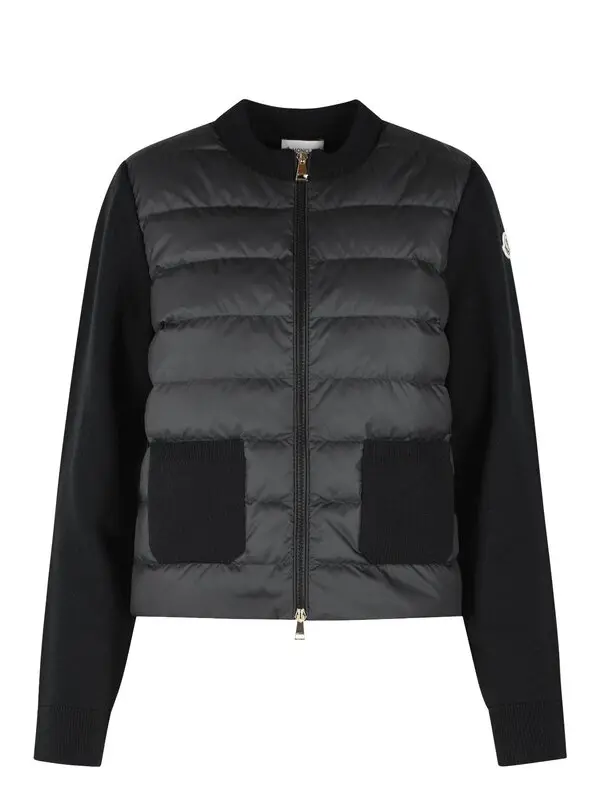 Moncler Tricot' Virgin Wool Cardigan - Black