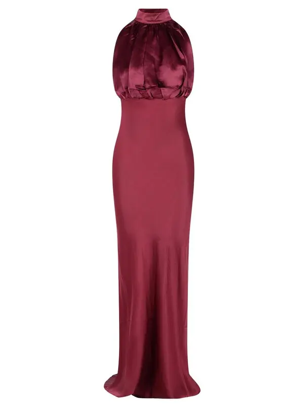ROTATE BY BIRGER CHRISTENSEN Kalina' Burgundy Silk Dress - Multicolor