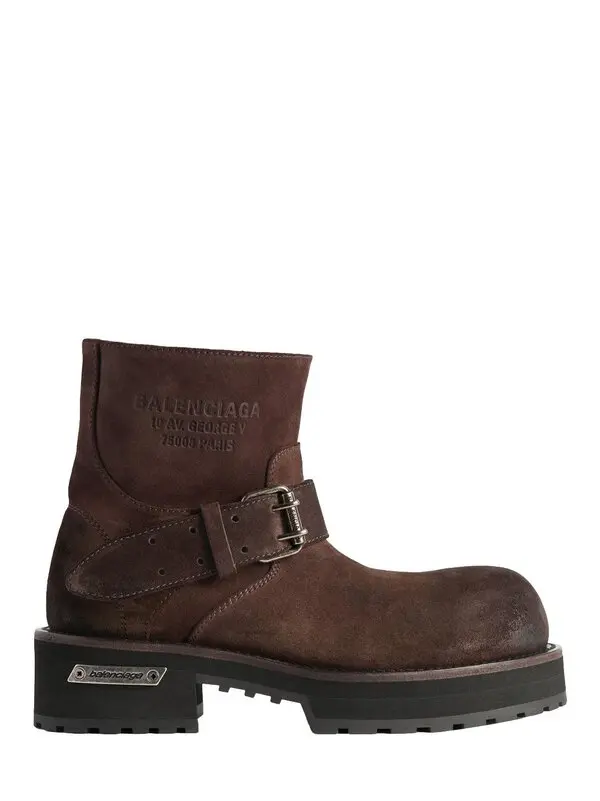 Balenciaga Venom Mini Bootie In Waxed Suede Calfskin - Brown