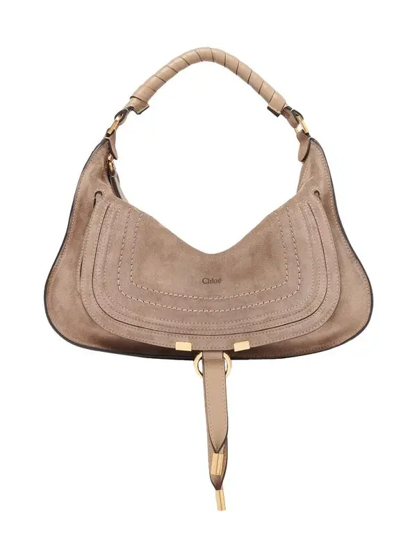 Chloé Small Marcie Shoulder Bag In Suede Leather - Brown