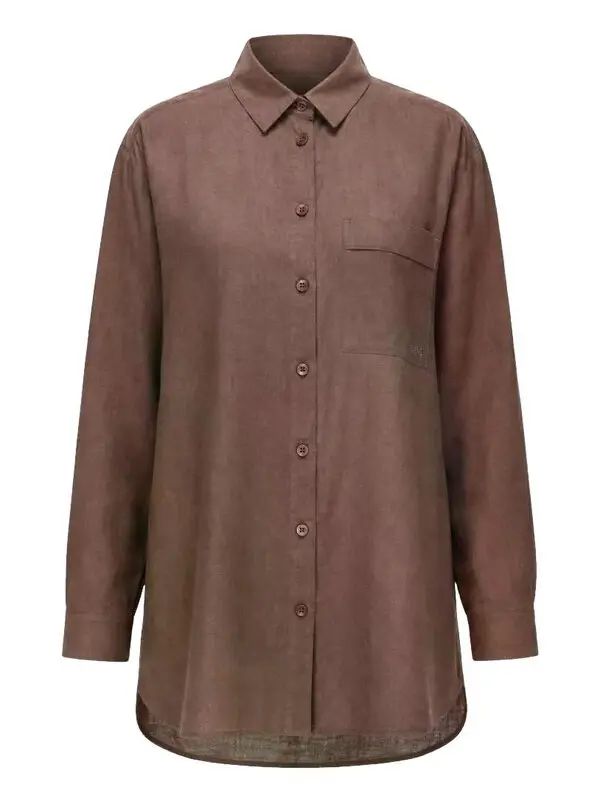 Max Mara Chest Pocket Linen Shirt - Brown