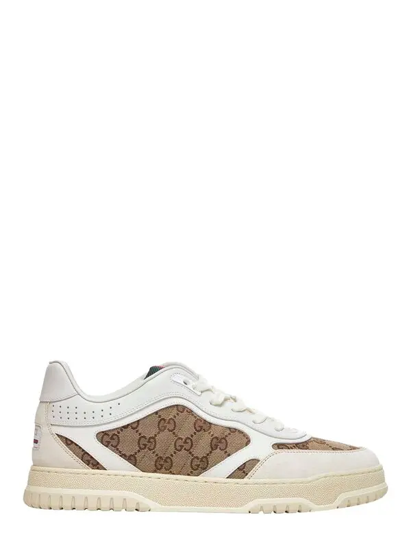 Gucci Beige And Ebony Original Gg Canvas And Leather Trimmed Lace-up Sneakers - Multicolor